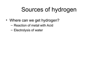 Hydrogen as a fuel source-IGCSE CHEMISTRY | PPT