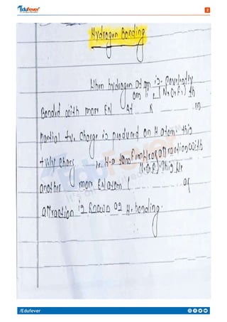 Hydrogen Bonding - Chemistry Handwritten Notes | PDF