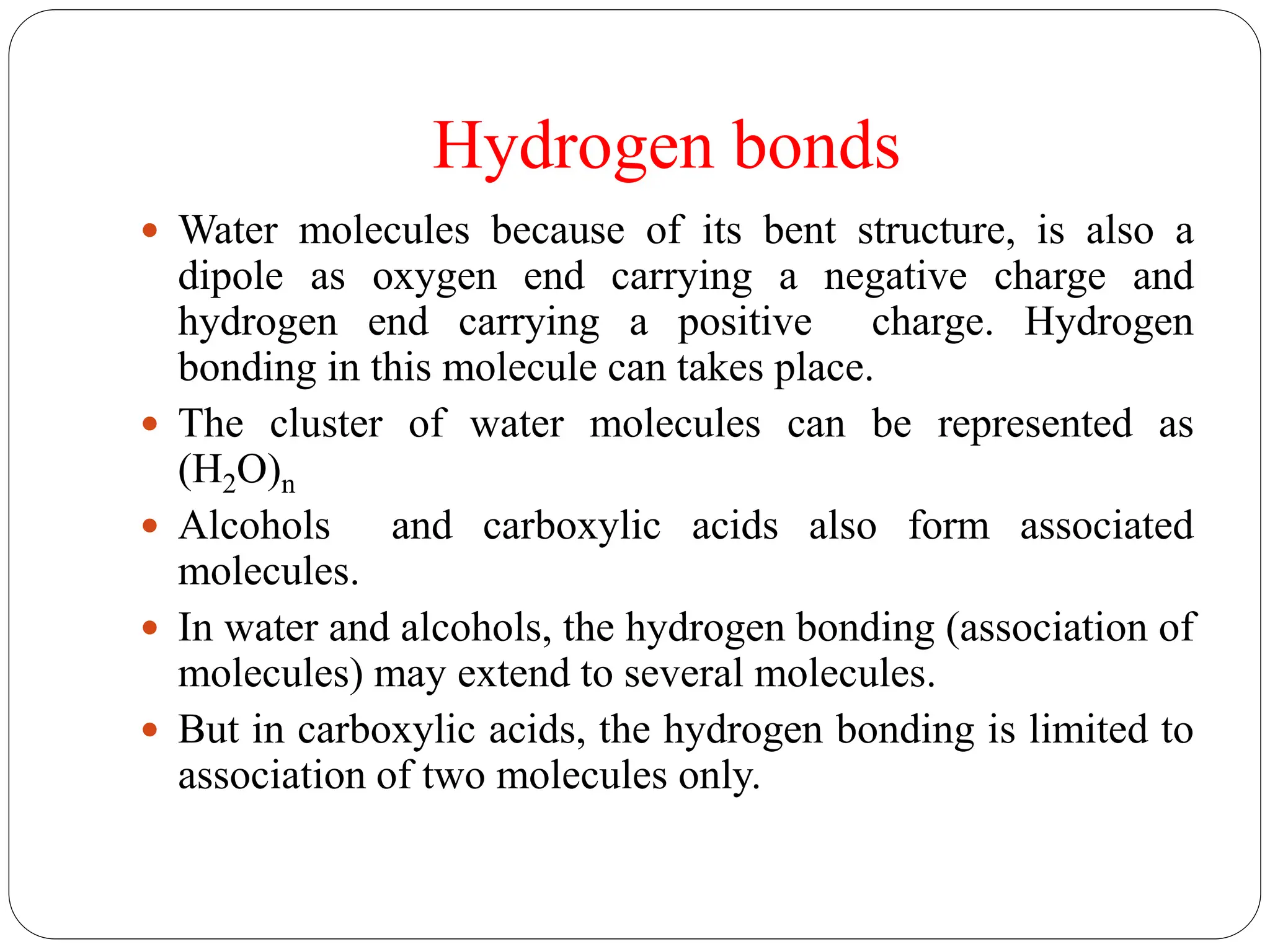 Hydrogen bond, importance and consequences PPT | PDF
