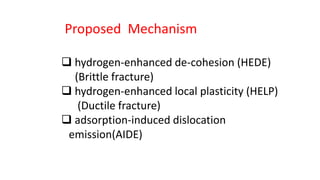 Hydrogen embrittlement | PPTX