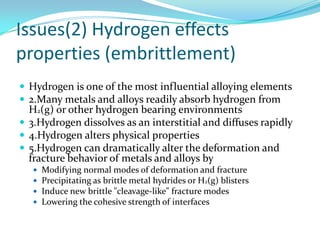 Hydrogen embrittlement of steels | PPTX