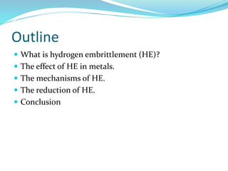 Hydrogenembrittlementofsteels 110201092509-phpapp01 h embrittlement | PPTX