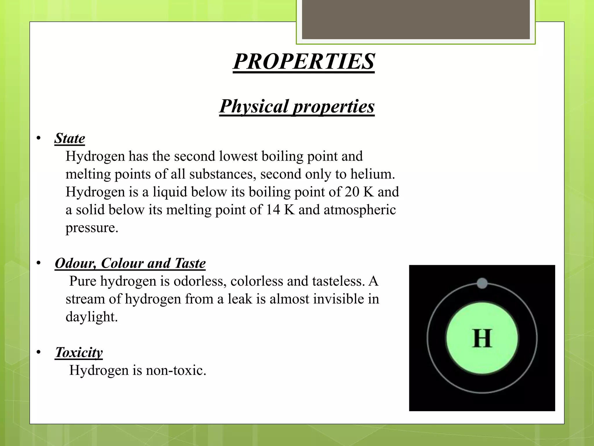 Hydrogen energy sources - generation and storage | PPTX