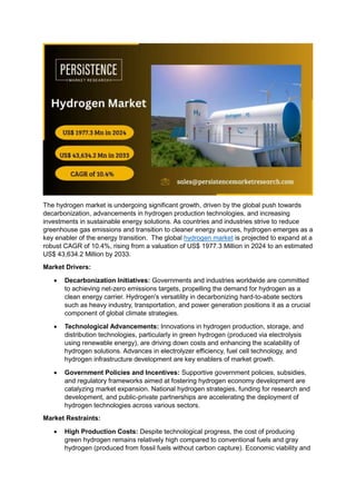 Hydrogen Market: Booming Regional Markets and Growth Opportunities | DOCX