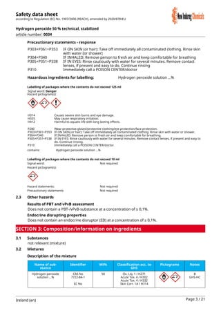 Hydrogen Peroxide 50% suppliers in Belgium | PDF