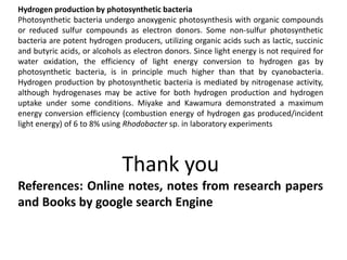 Hydrogen production by microbes | PPTX