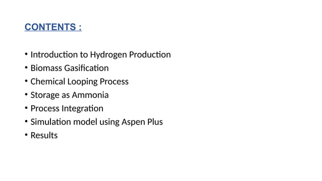 Hydrogen Production from Biomass presentation | PPTX