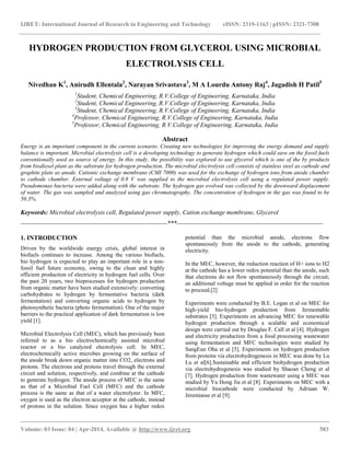 Hydrogen production from glycerol using microbial electrolysis cell | PDF