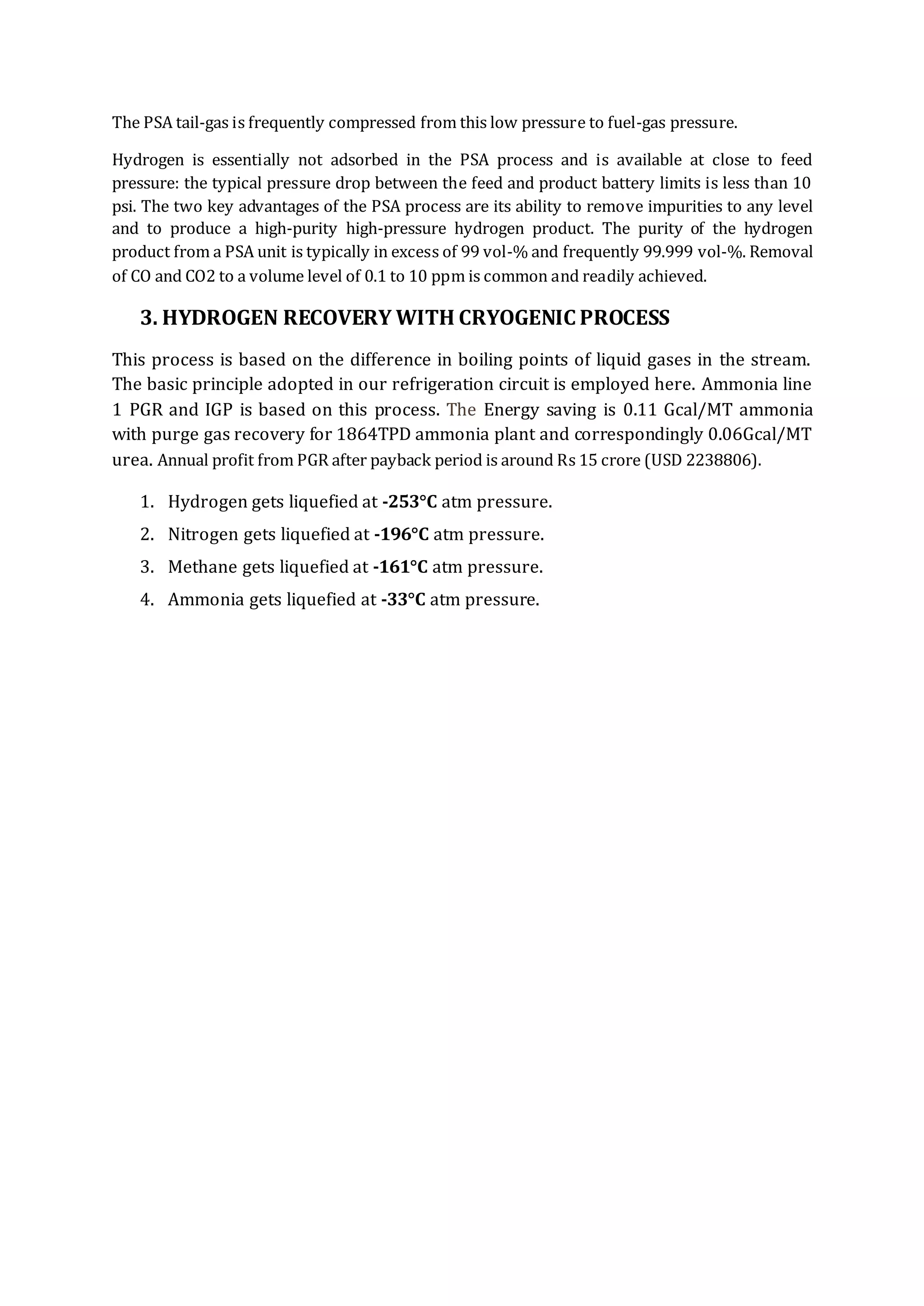 Hydrogen recovery from purge gas(energy saving) | PDF