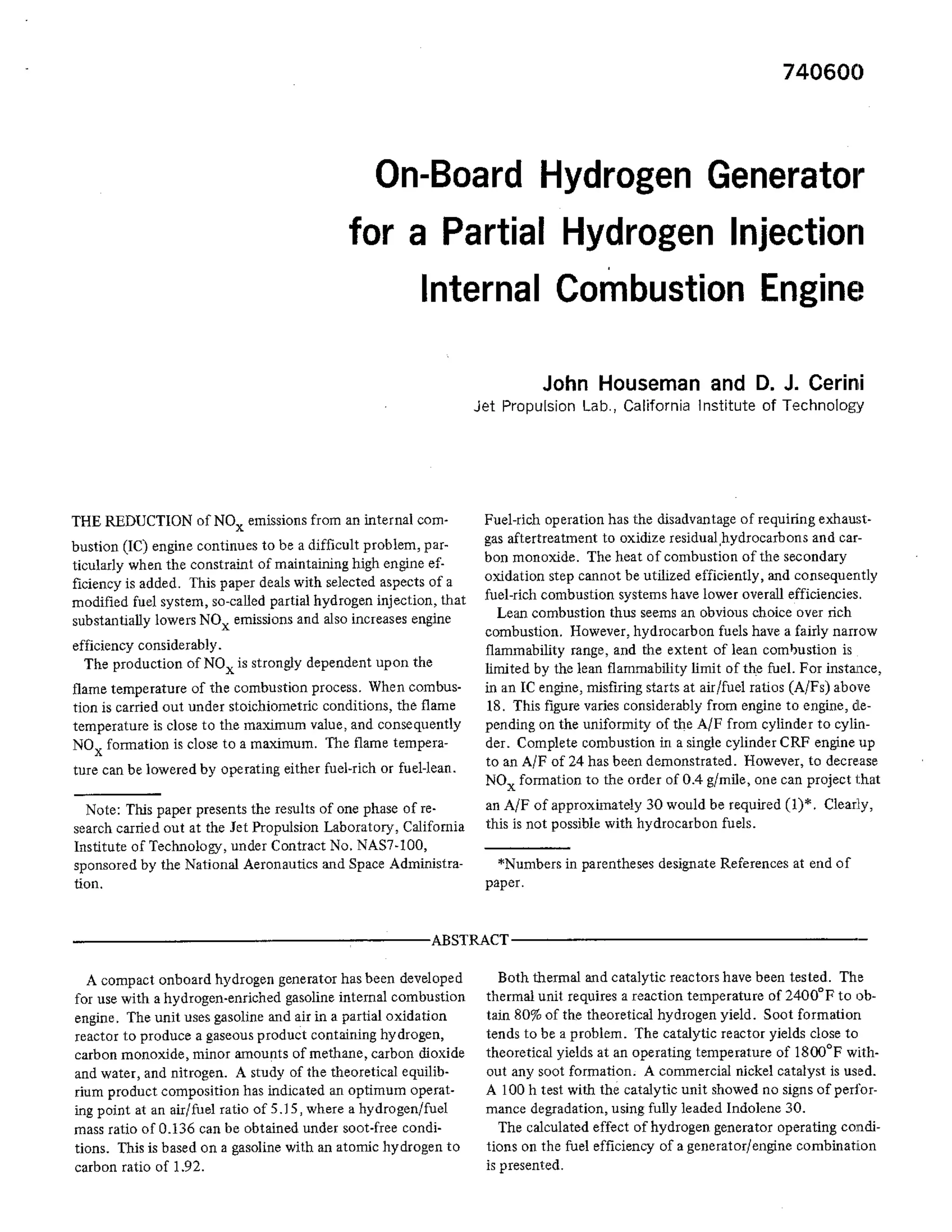 NASA SUPPLEMENT HYDROGEN | PDF