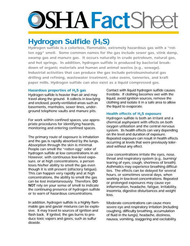 Hydrogen sulfide fact | PDF