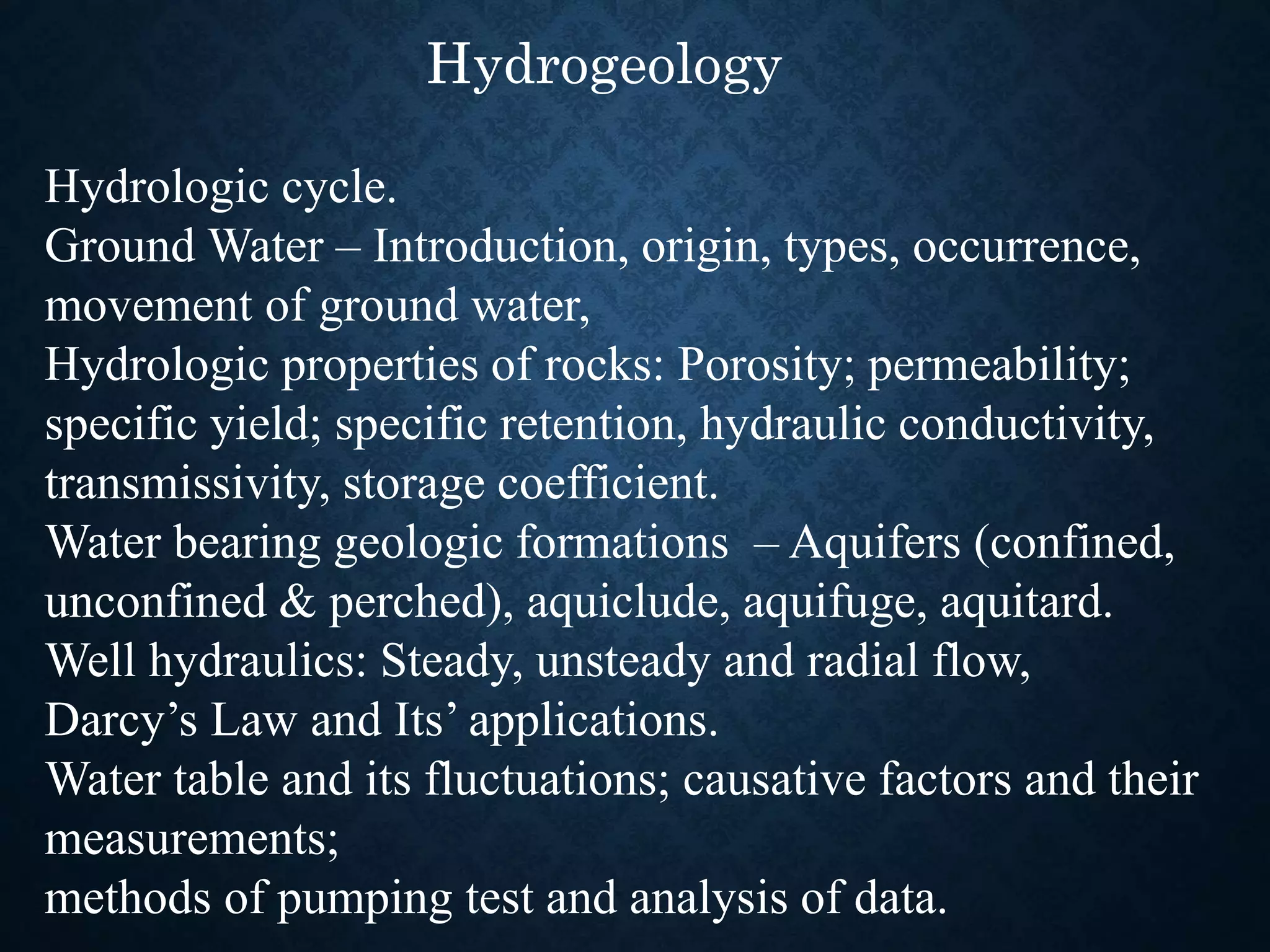 Hydrogeology | PPTX