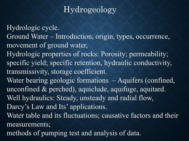Hydrogeology | PPTX | Geology | Science