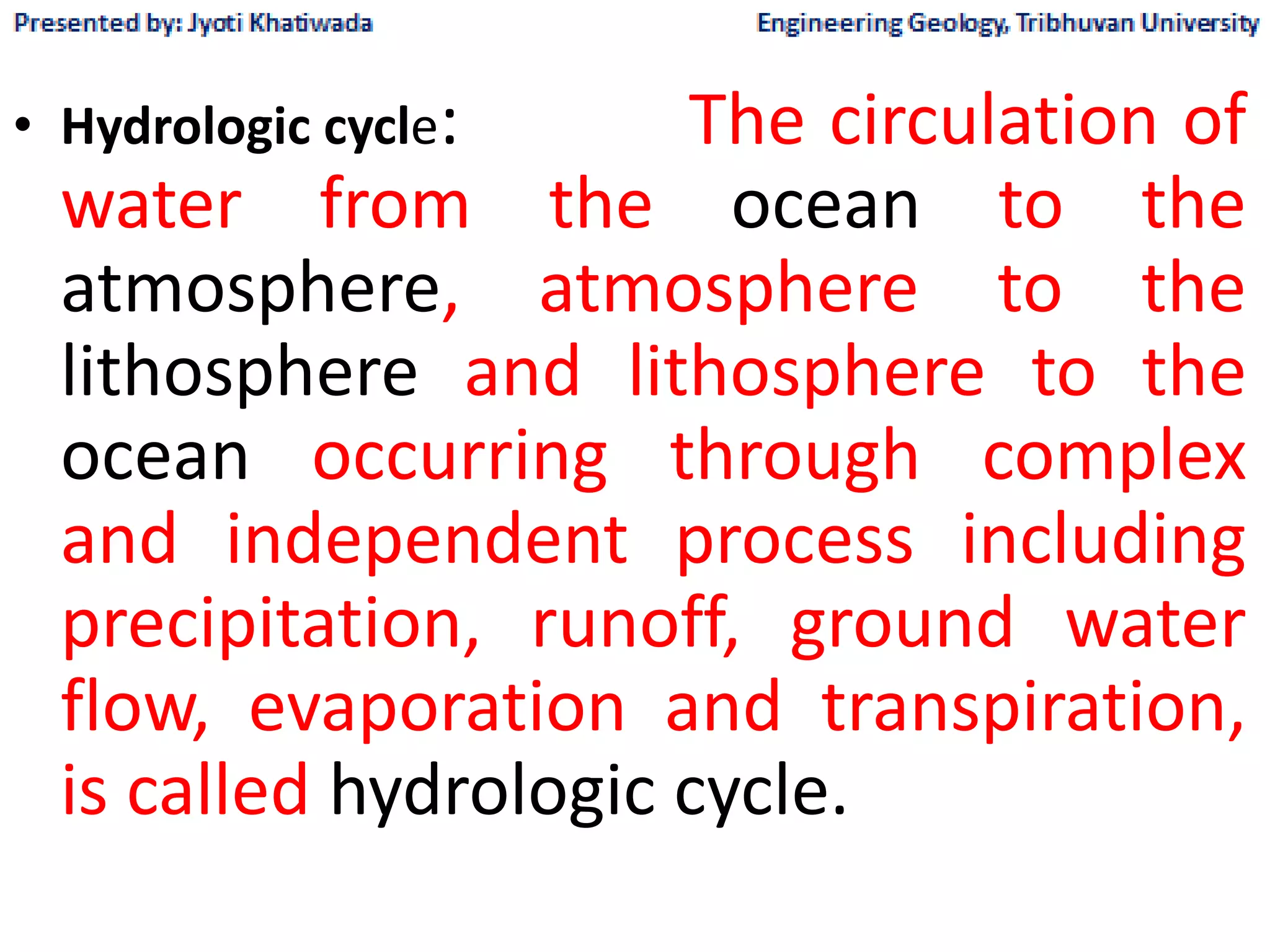 Hydrogeology Introduction with basic terms | PPTX