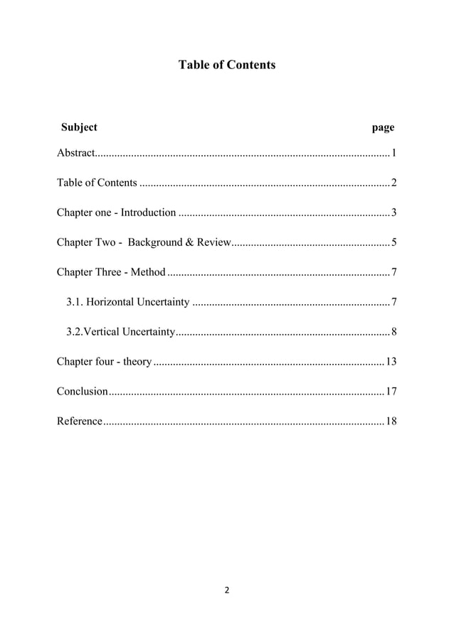 The concept of total Horizontal and Vertical Uncertainty | PDF