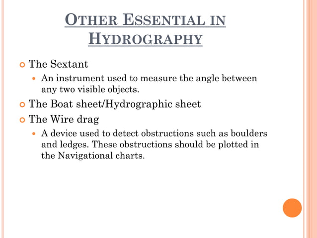 Hydrographic Surveying By Jithin Jose | PPTX | Geography | Science