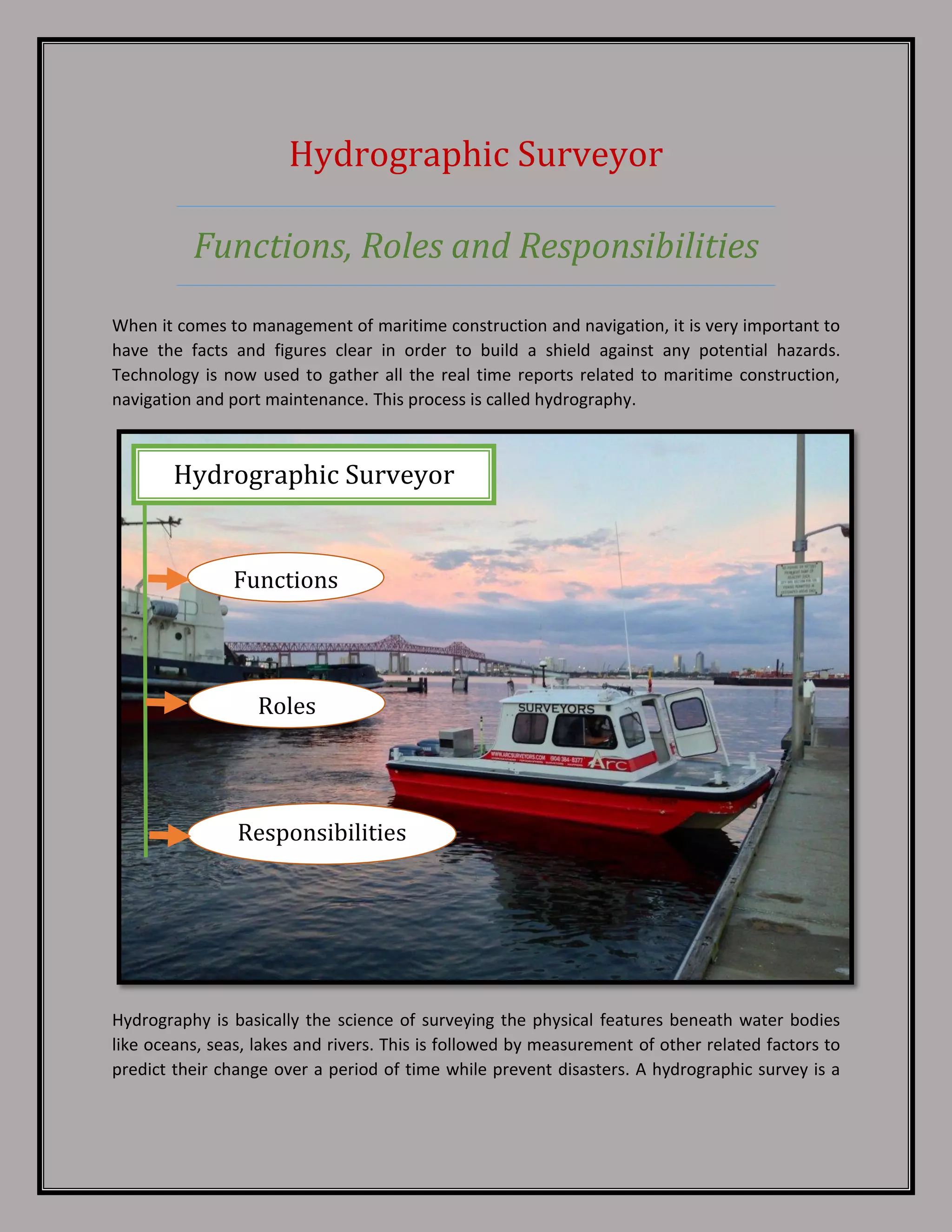 Hydrographic Surveyor | Functions, Roles and Responsibilities | PDF