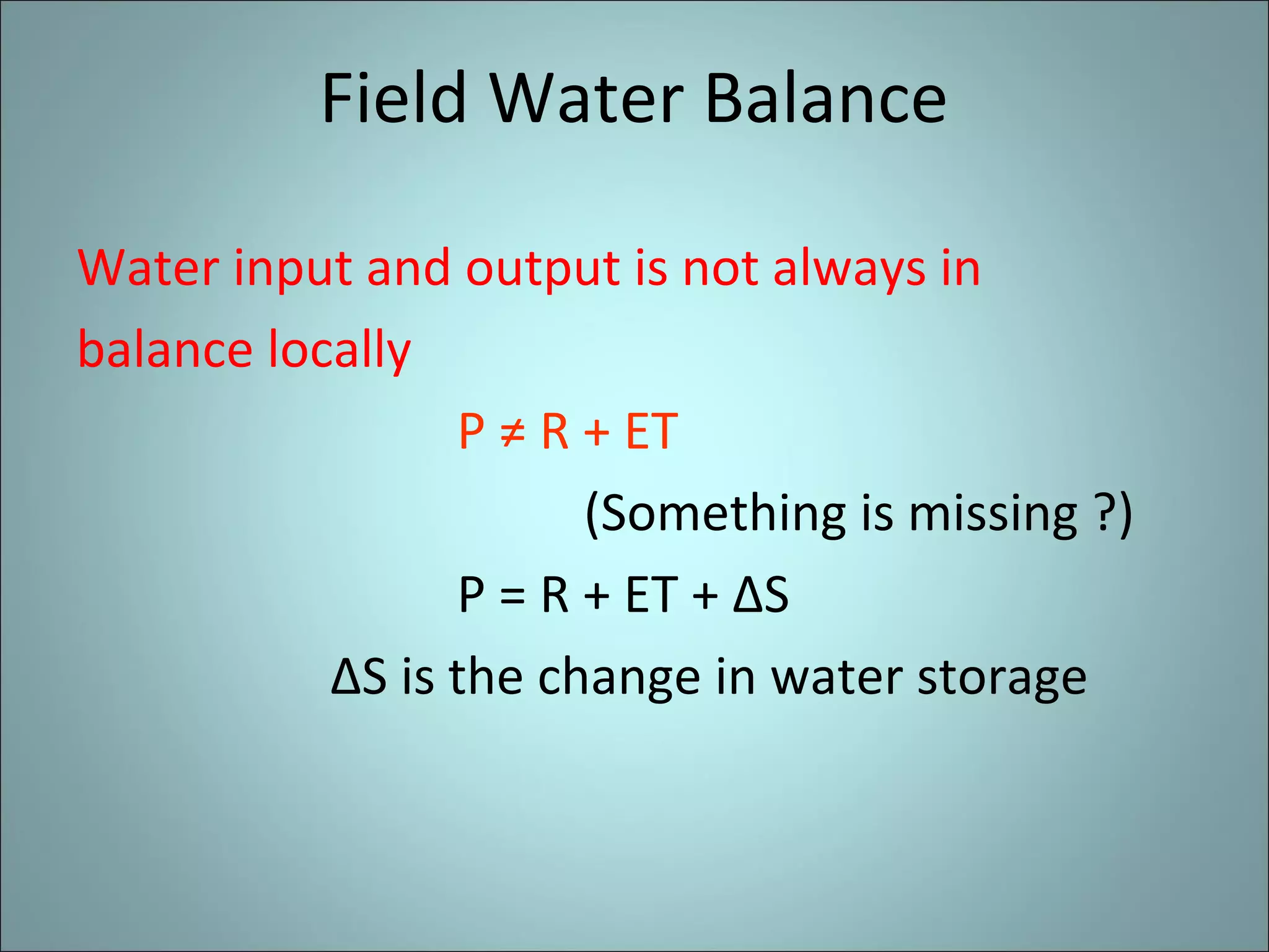 Hydrologic cycle and field water balance | PPT