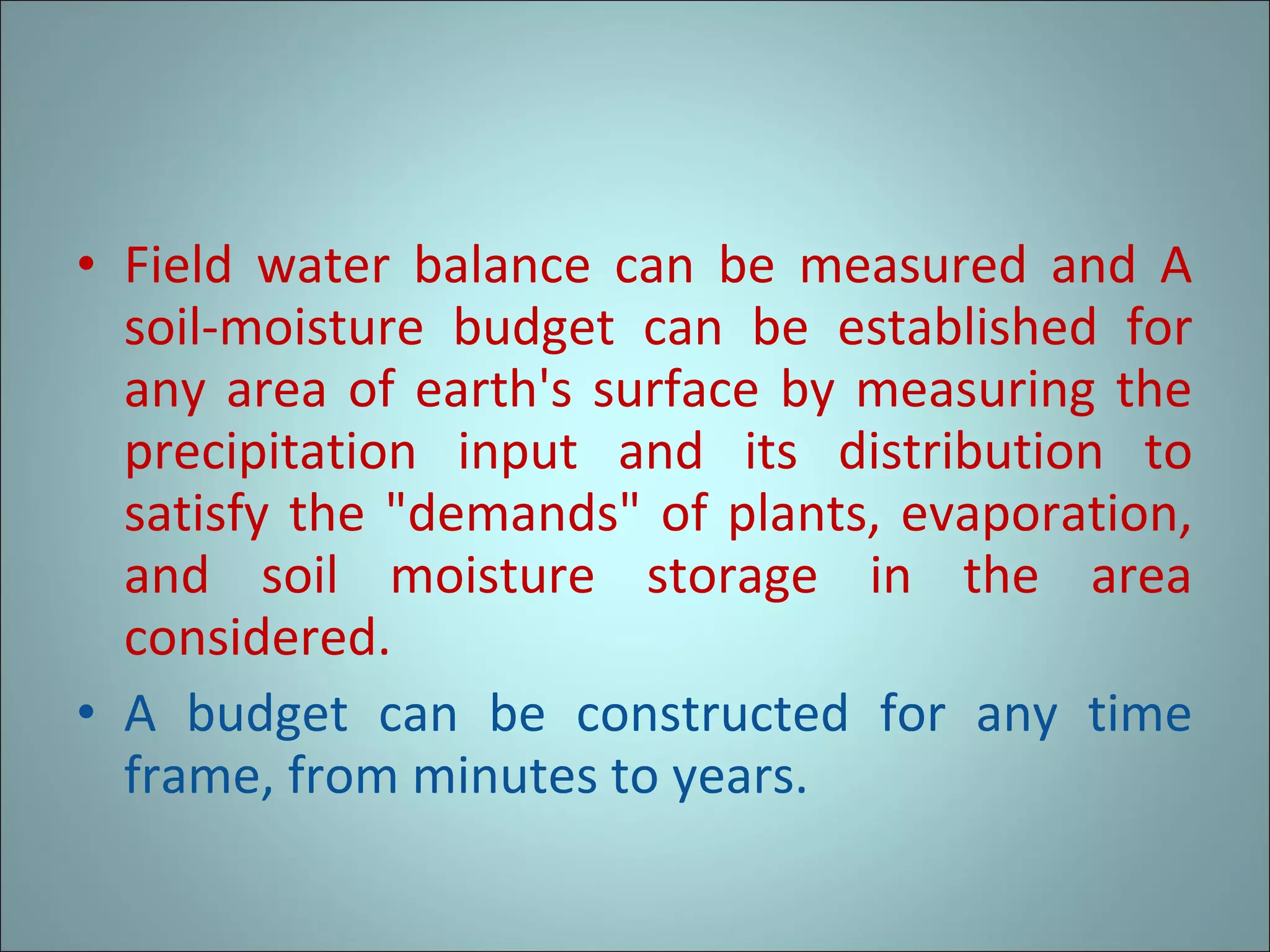 Hydrologic cycle and field water balance | PPT