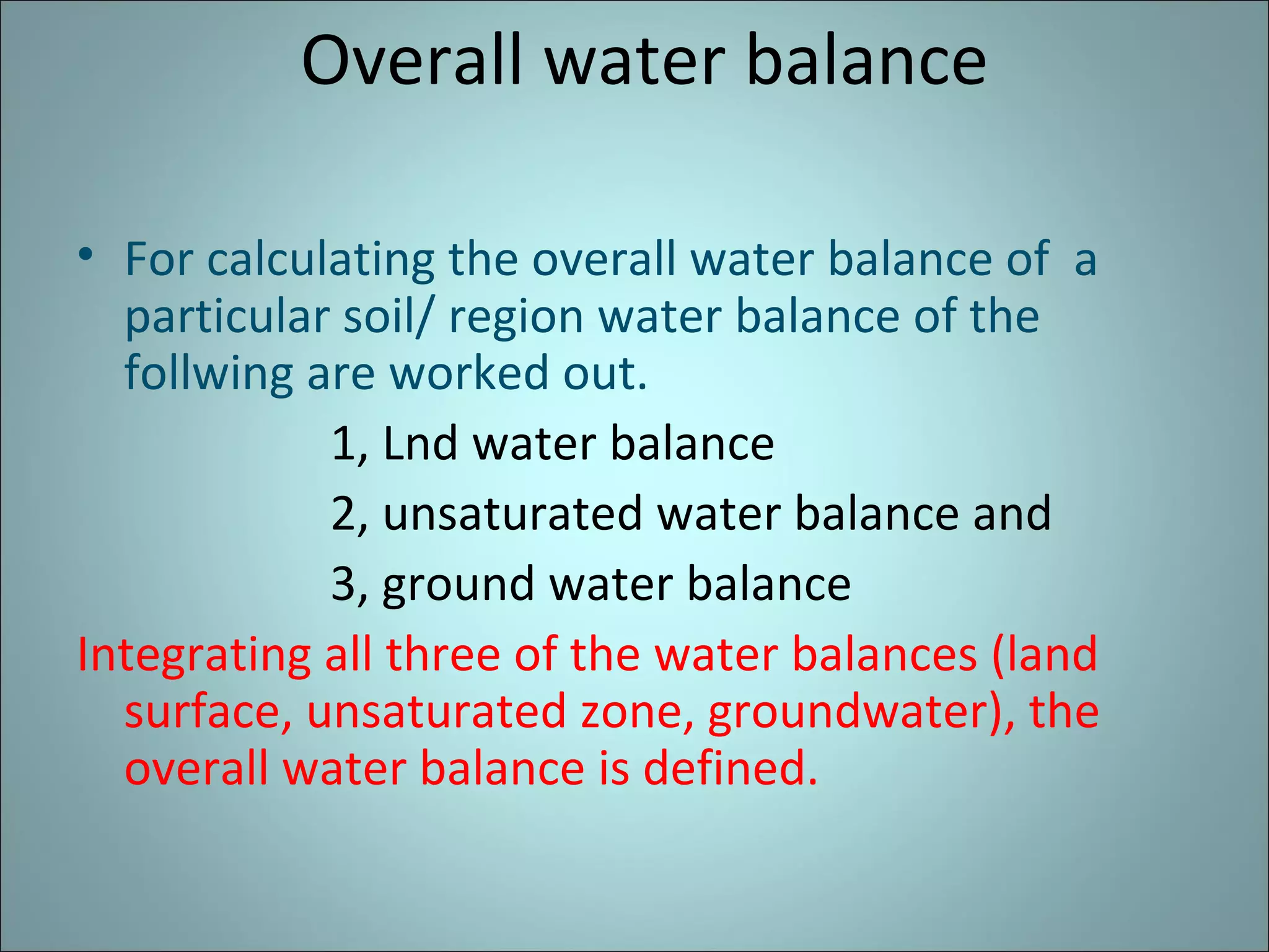 Hydrologic cycle and field water balance | PPT