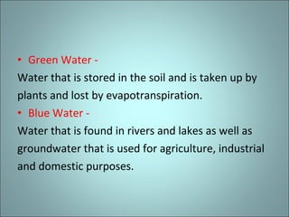 Hydrologic cycle and field water balance | PPT