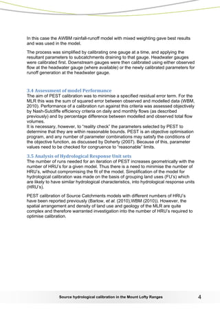 Hydrological Calibration in the Mount Lofty Ranges using Source ...