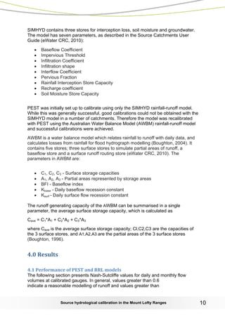 Hydrological Calibration in the Mount Lofty Ranges using Source Paramenter Estimation Tool (PEST ...