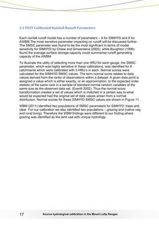 Hydrological Calibration in the Mount Lofty Ranges using Source ...