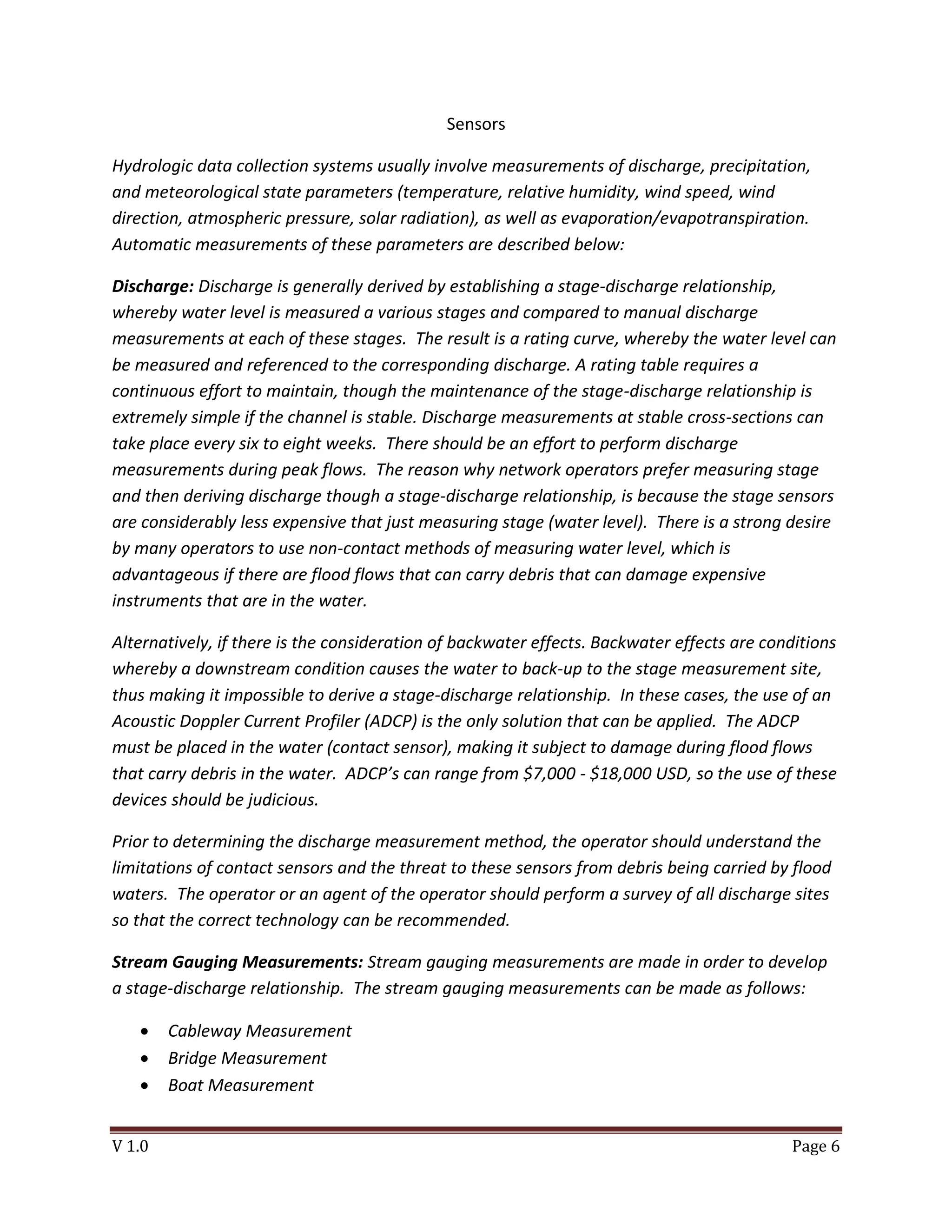 Hydrologic Monitoring Network Questionnaire | PDF