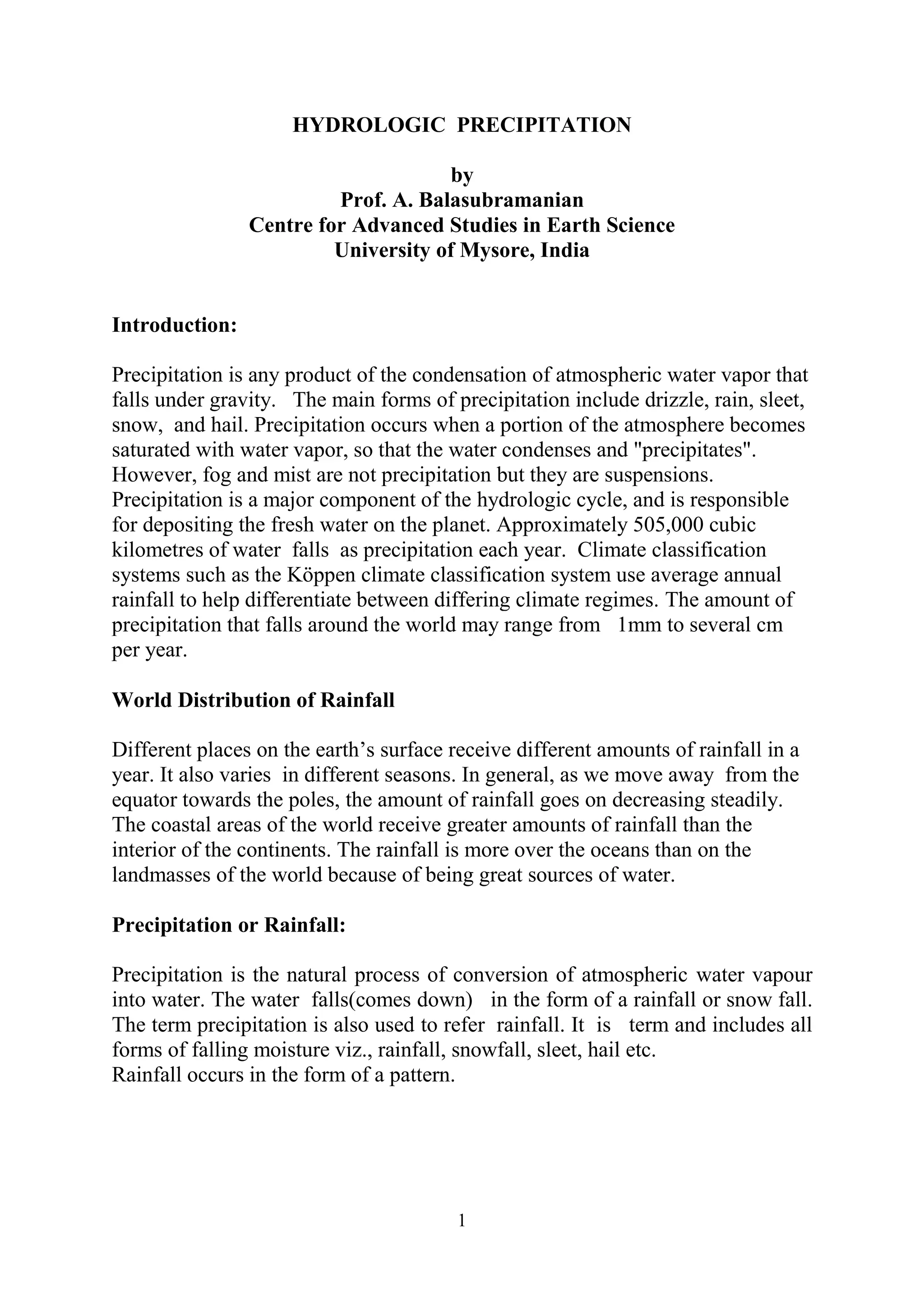 Hydrologic precipitation | PDF | Weather | Science
