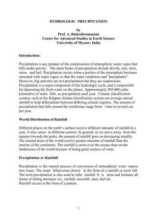 Hydrologic precipitation | PDF | Weather | Science