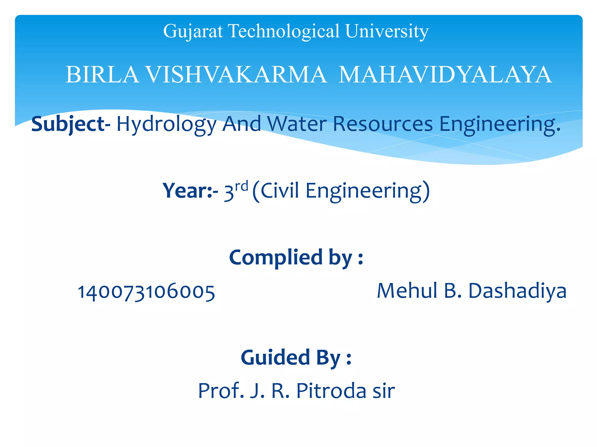 Hydrology and water resources engineering. | PPTX