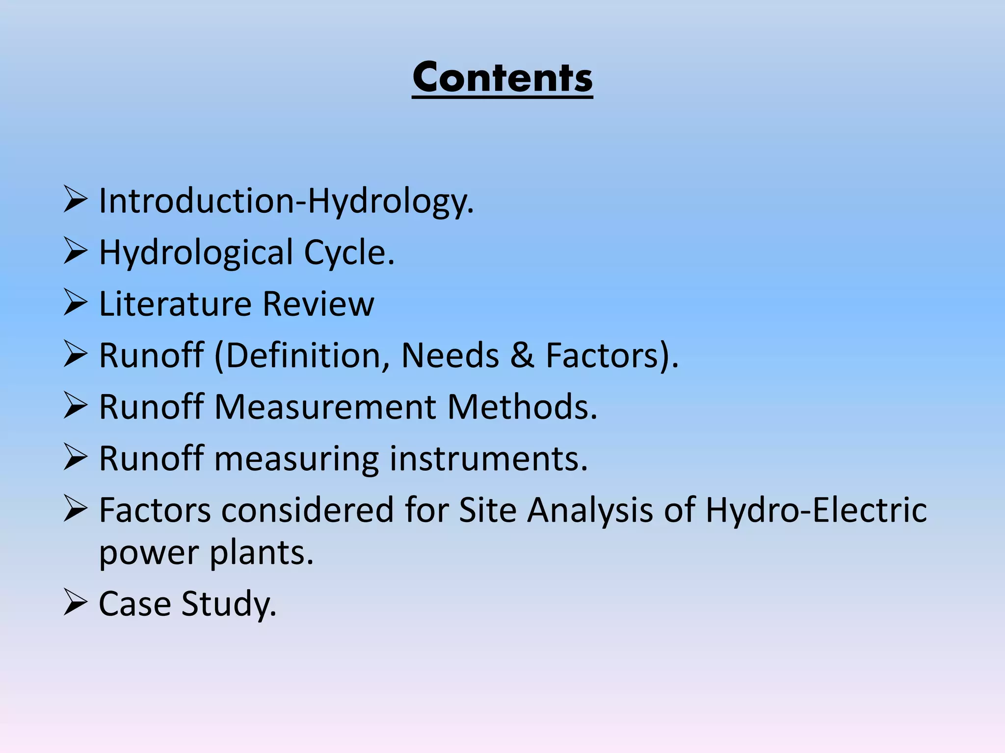 Hydrology, Runoff methods & instruments, Site selection | PPTX