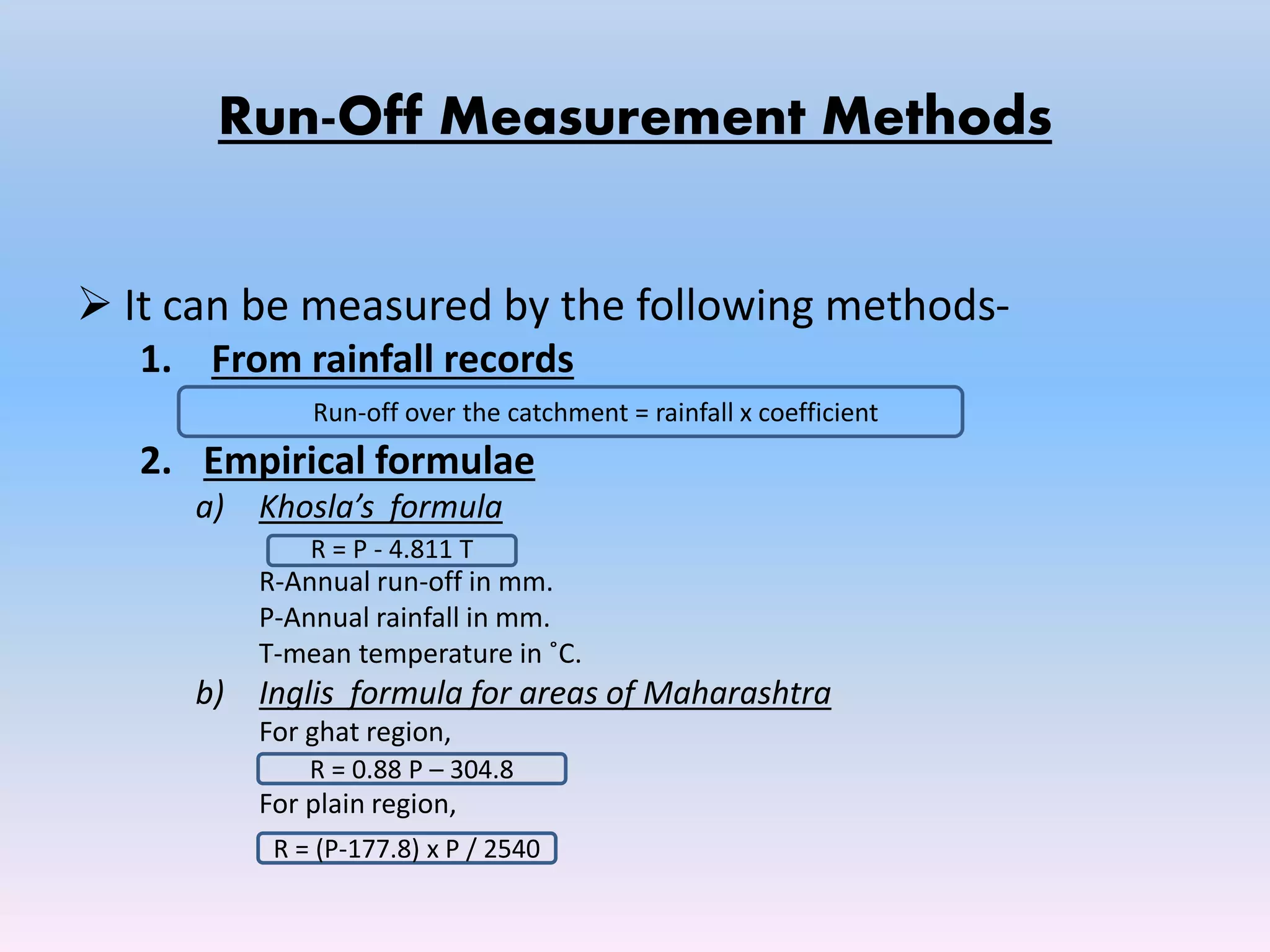 Hydrology, Runoff methods & instruments, Site selection | PPTX