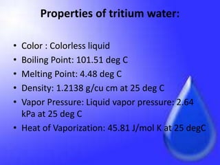 Tritium present in water | PPTX