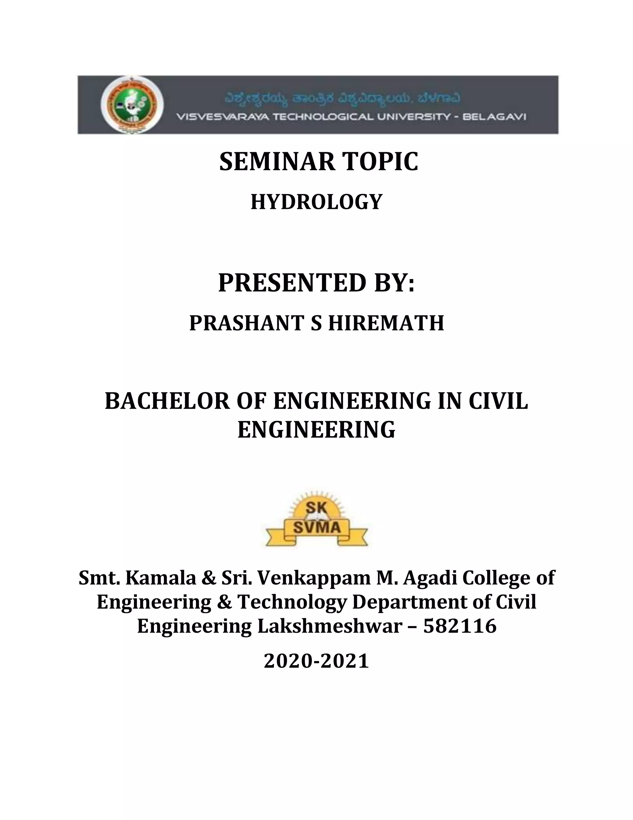 Hydrology seminar ppt | DOCX