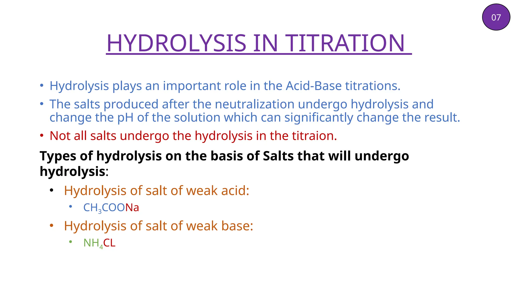 Hydrolysis in titration reactions - industrial .pptx