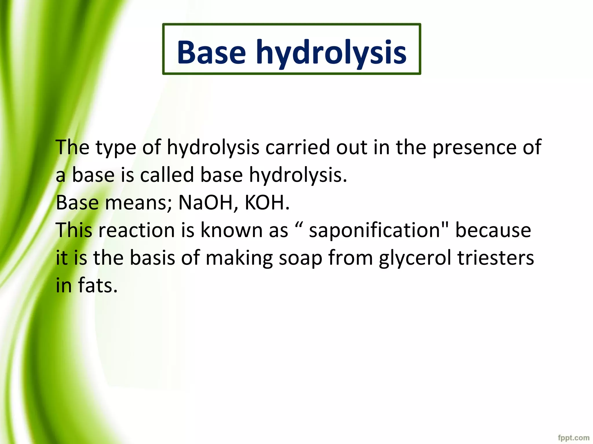 Hydrolysis of an ester and base catalyzed hydrolysis | PPT | Chemistry ...