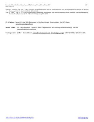 Hydrolytic activity of amylase produced in solid state fermentation by a local isolate of ...
