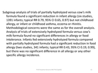 Hydrolyzed milk formula for prevention of allergy, an updated meta ...