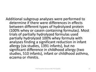 Hydrolyzed milk formula for prevention of allergy, an updated meta ...