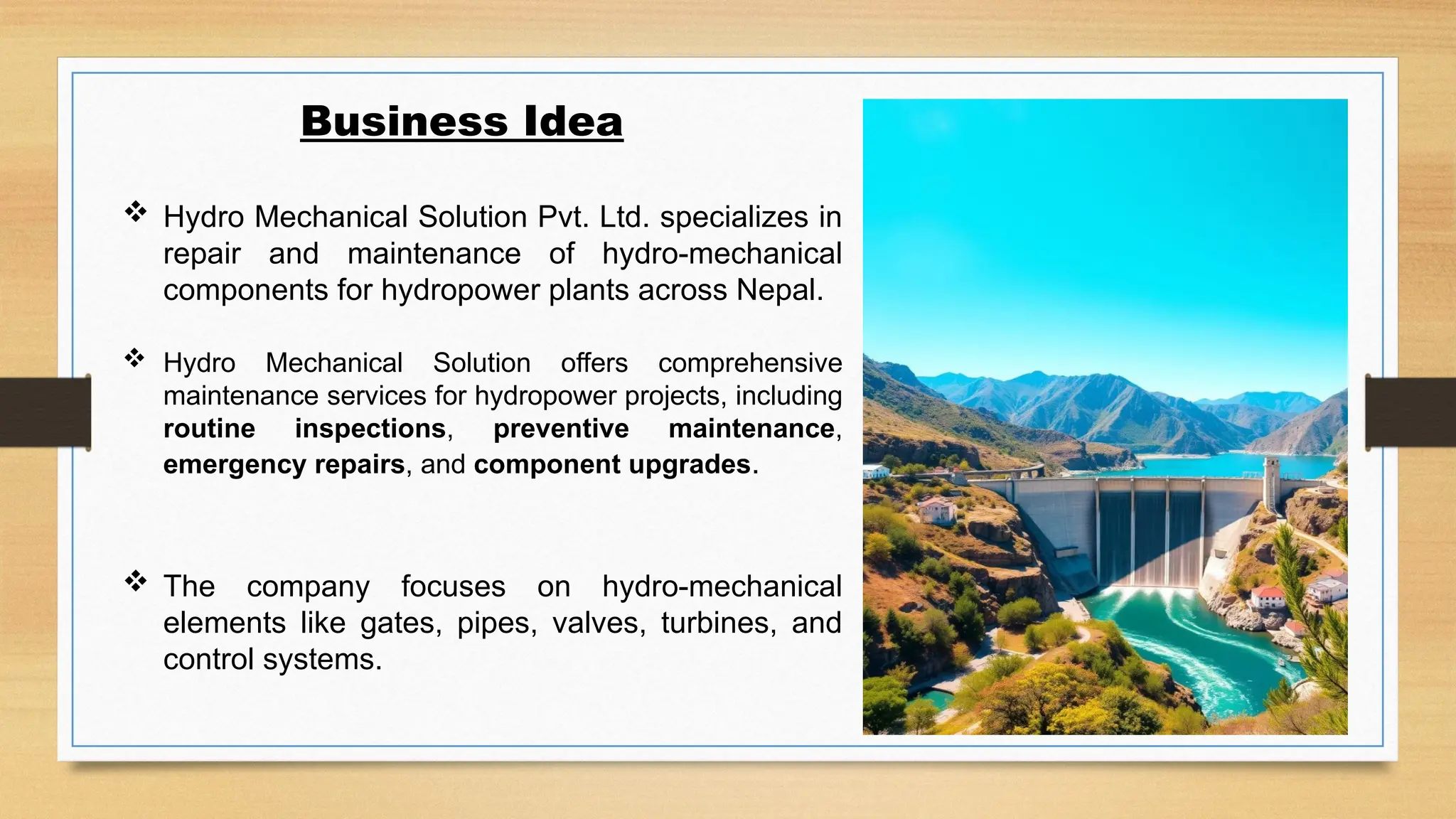 Repair and Maintenance of Hydro Mechanical Components of Hydro Power Plants PPT.pptx