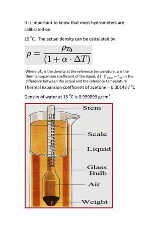 Application Of Archimedes Principle In Hydrometer