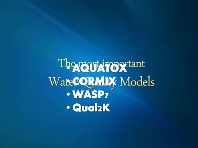 an introduction to water quality models | PPTX