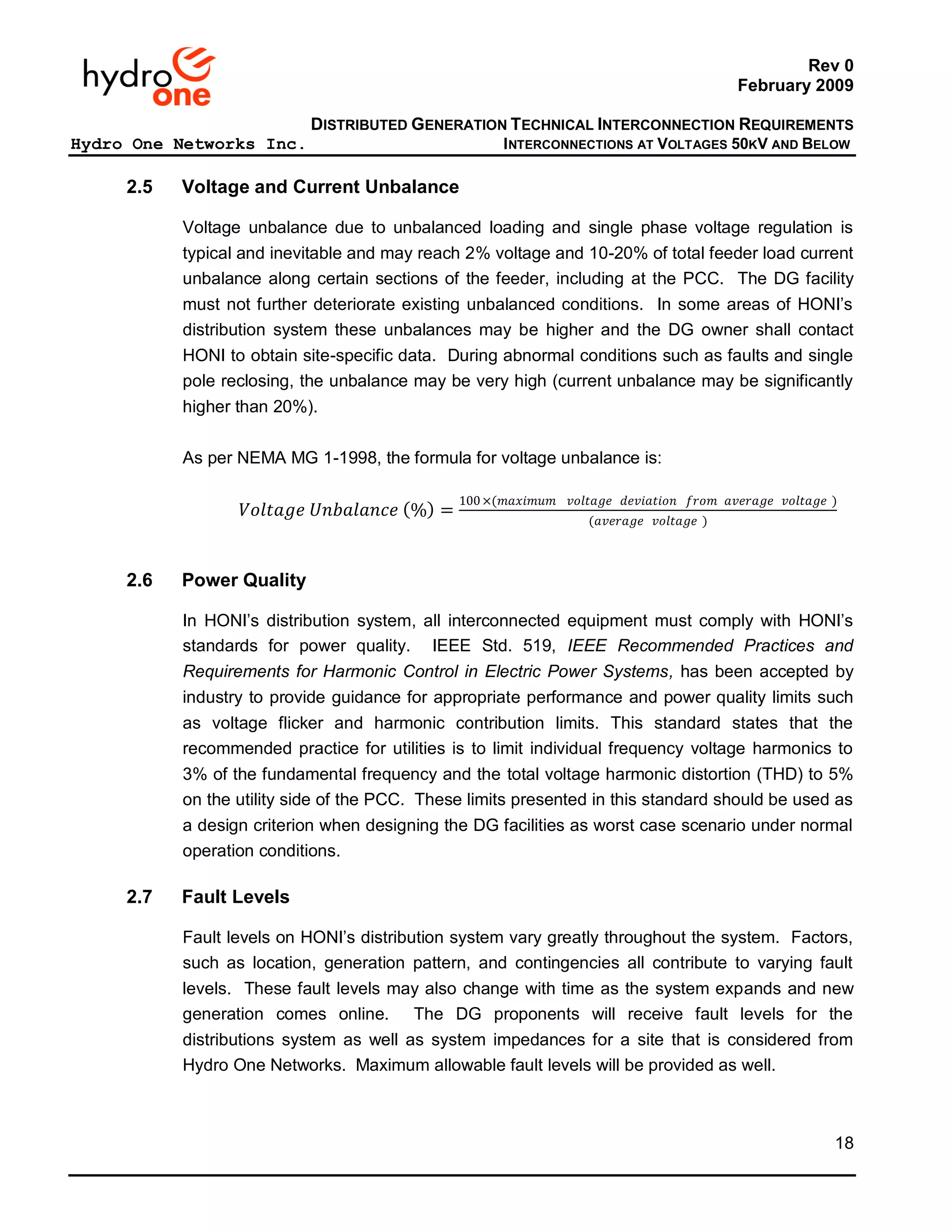 Hydro One Dg Technical Interconnection Requirements Distribution ...