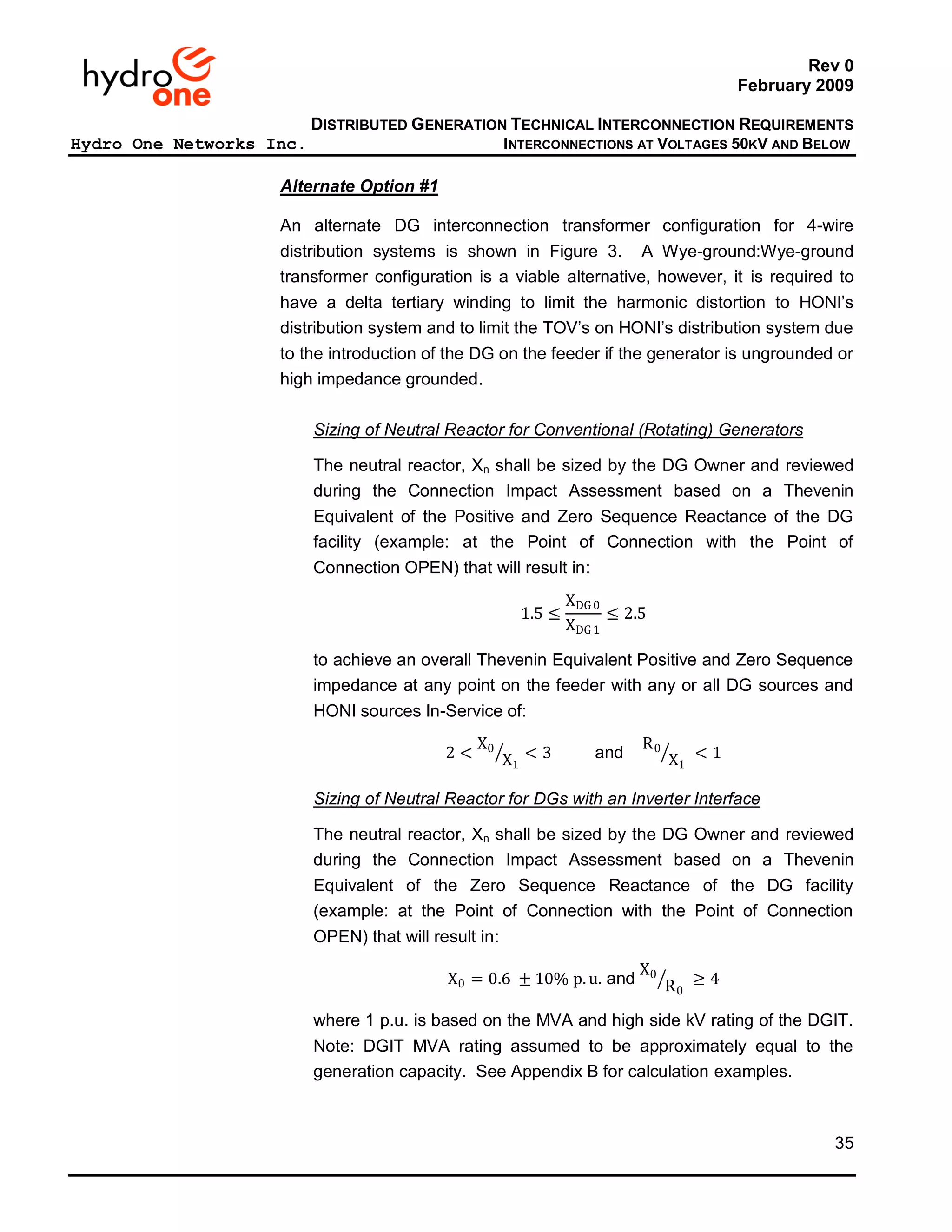 Hydro One Dg Technical Interconnection Requirements Distribution ...