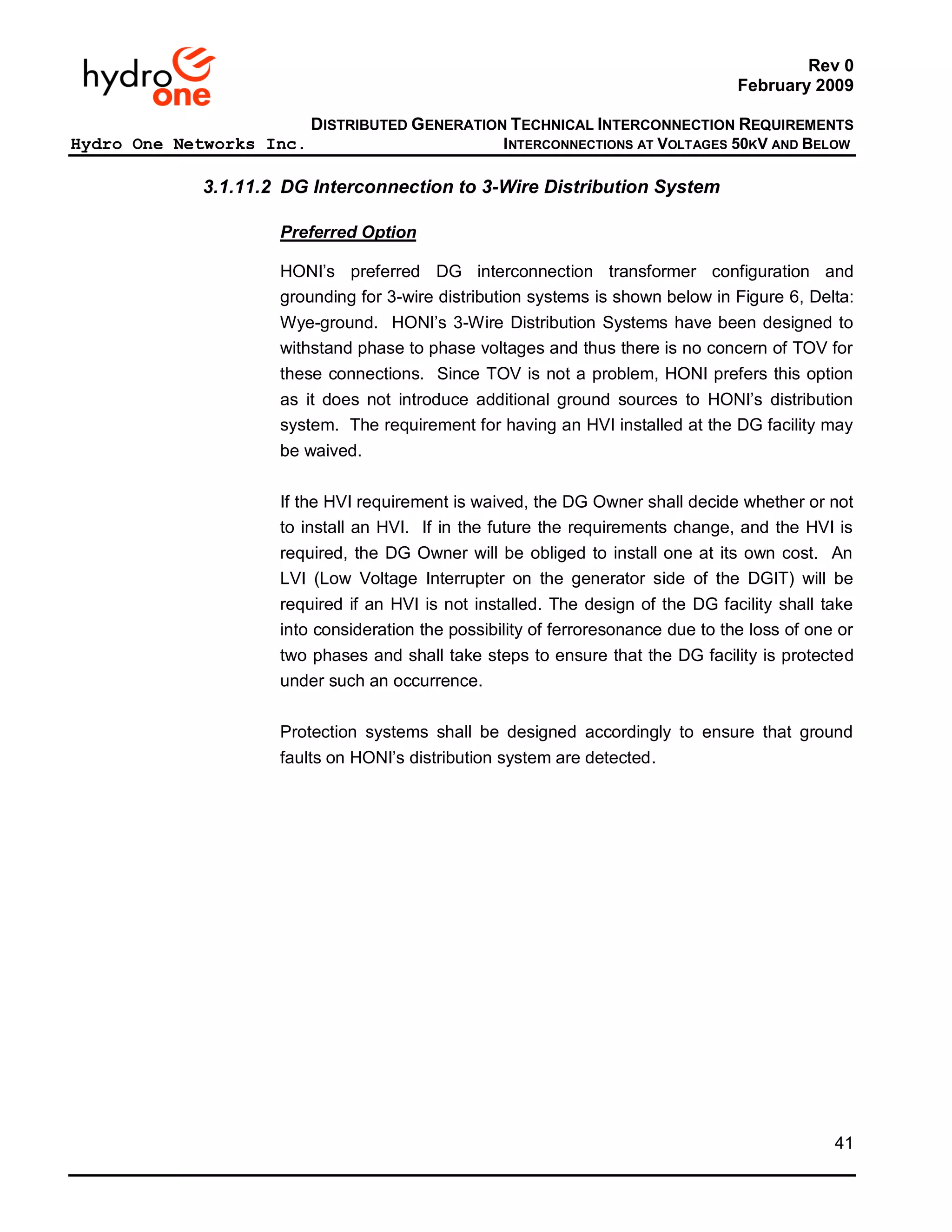 Hydro One Dg Technical Interconnection Requirements Distribution Interconnections | PDF