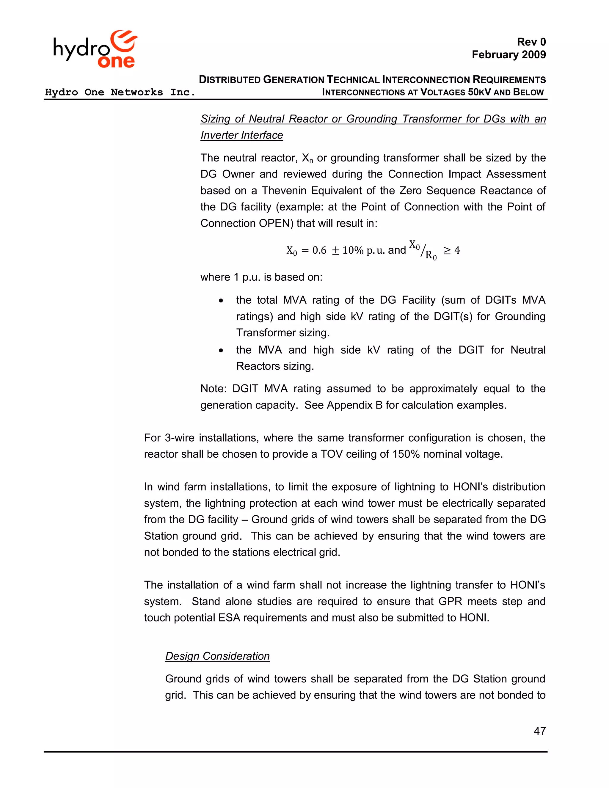 Hydro One Dg Technical Interconnection Requirements Distribution ...