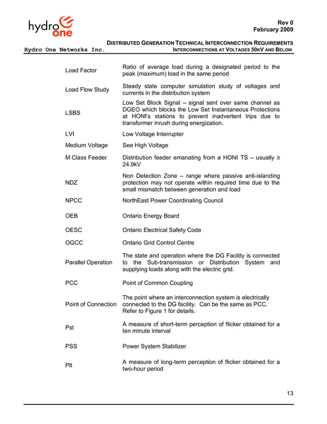 Hydro One Dg Technical Interconnection Requirements Distribution Interconnections | PDF