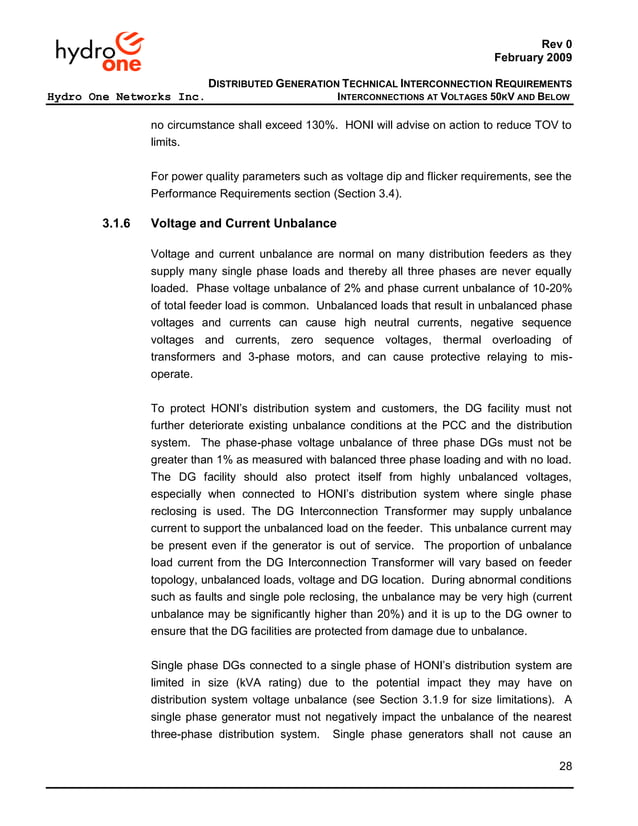 Hydro One Dg Technical Interconnection Requirements Distribution ...